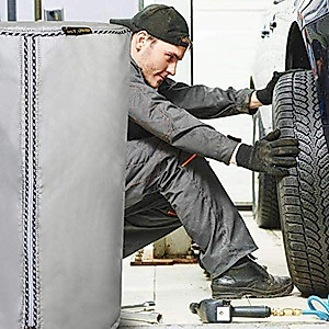 Large Tire Cover Seasonal Tire Tote Tire Storage Bag Seasonal Tire Cover,Waterproof Dust-Proof (Diameter 28",Silver Coated)