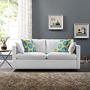 Modway EEI-3044 Activate Contemporary Modern Fabric Upholstered Apartment Sofa Couch In White