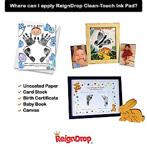 Inkless Large Clean Touch Ink Pad Kit for Baby Footprint, Handprint & Pet Paw Print - No Ink Mess, Clear Print, Smudge Resistant, Long Lasting, Baby Safe, Includes 2 Cardstock(Clean-Touch - Black)