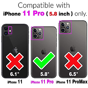 Furiet Wallet Case for iPhone 11 Pro 5.8 with Wrist Shoulder Strap Card Holder Ring StFlip PU Leather 6+ Slots Zipper RFID Blocking Phone Cover for iPhone11pro iPhone11 i XI 11s 11pro Wine Red