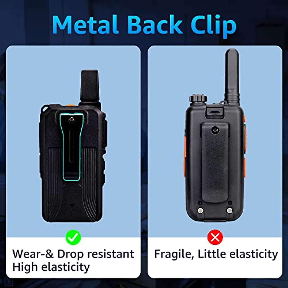 Retevis RT19 Ultra-Slim Two Way Radios,Portable FRS Walkie Talkies Adults with Earpiece,Rechargeable 1300mAh Battery,Metal Clip,for School Security Retail Healthcare(10 Pack)