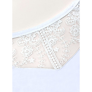 MIHOLL Women's Elegant 2025 Summer Top Sleeveless Camisole Round Neck Lace Trim Ruffle Tank Tops(White,Large)