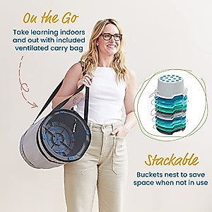 ECR4Kids Stepping Buckets with Storage Carry Bag, Balance Stones, Contemporary, 10-Piece