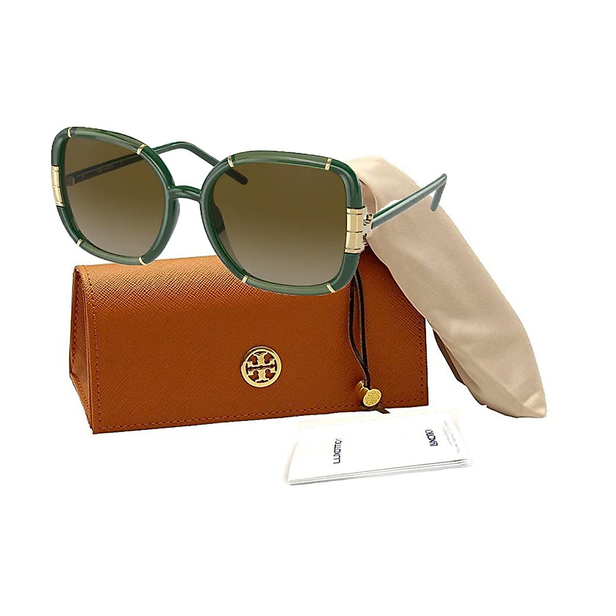 Tory Burch TY9071U 189713 57MM Transparent Olive/Olive/Olive Gradient Square Sunglasses for Women + BUNDLE With Designer iWear Eyewear Kit