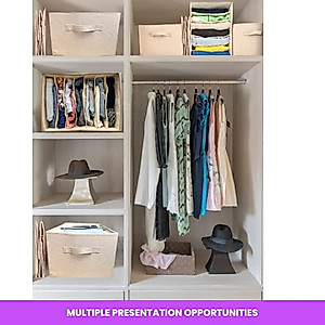 Jacarandas Oversize Wardrobe Clothes Organizer, Clothes Organizer for Folded Clothes, Jeans Organizer, Pants Organizer, Stackable, 7 Grids, Beige