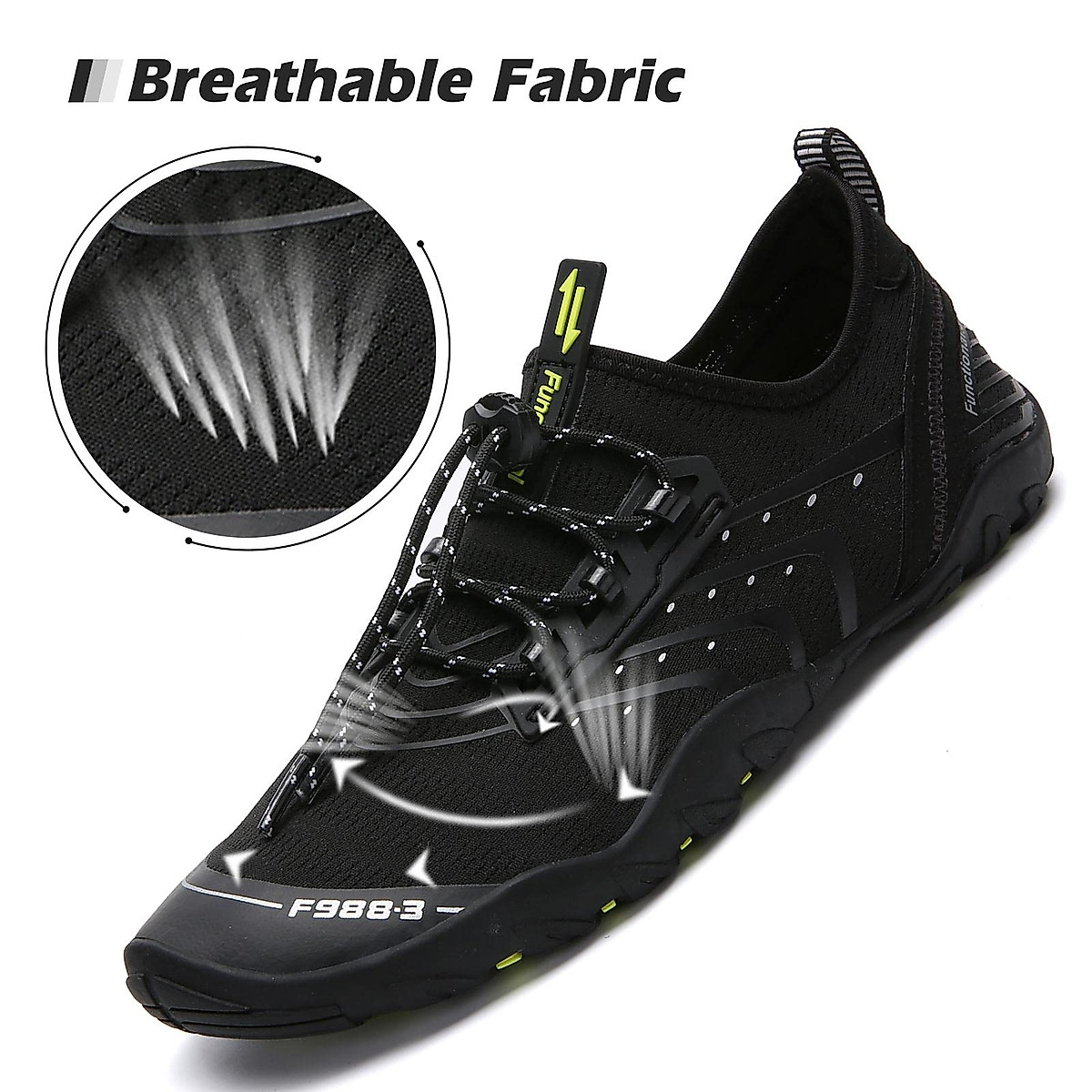 Mishansha Men Water Shoes Barefoot Swimming Shoes for Women Quick Dry Aqua Shoes Non-Slip Swim Pool Diving Surf Yoga Water Aerobics Socks Smoky Black 11.5 Women/10 Men