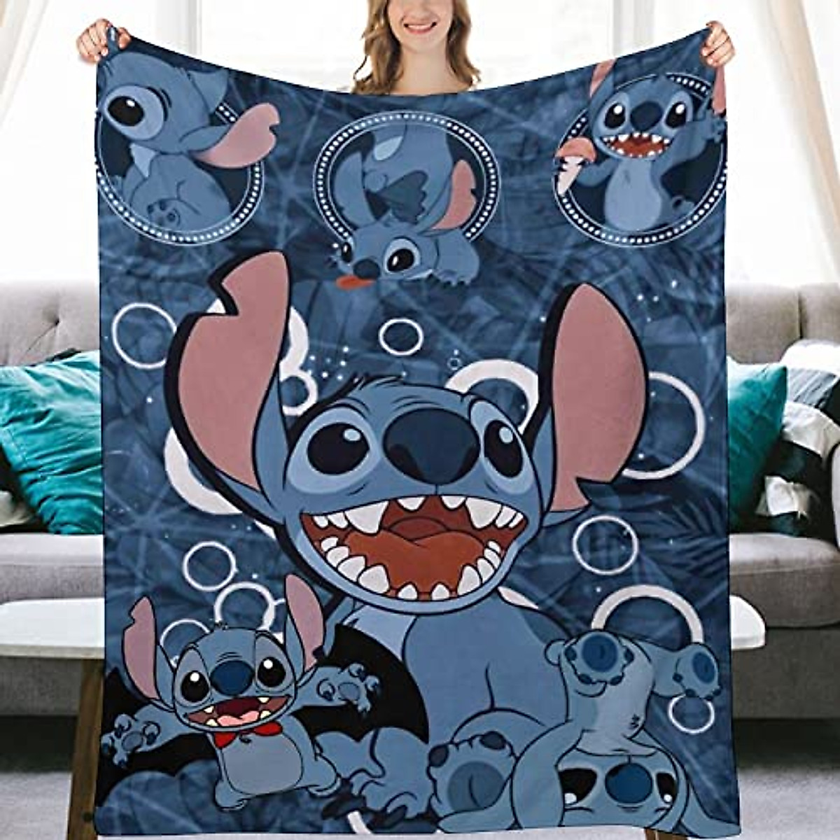 TNHPYEG DIY American Animated Throw Blanket, Flannel Plush Blankets and Throws for Better Sleep, Quality Air Conditioned Blanket 40"x50"