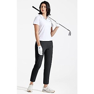 Libin Women’s Golf Pants Quick Dry Hiking Pants Lightweight Work Ankle Dress Pants for Women Business Casual Travel, Black L