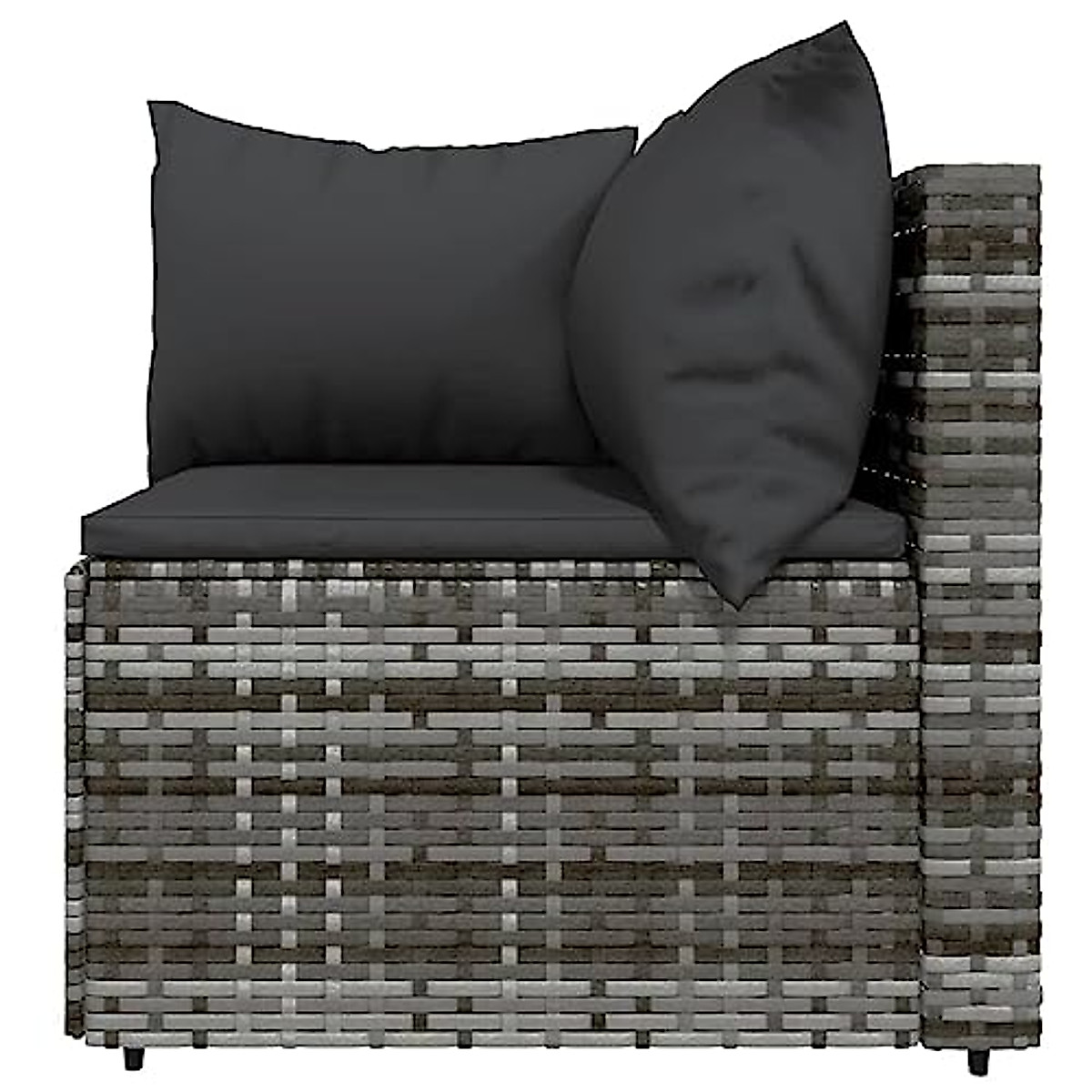 vidaXL Patio Lounge Set, 3 Piece with Thickly Padded Cushions, Gray PE Rattan, Powder-Coated Steel Frames, Modular Design, Perfect for Garden Relaxation and Dining