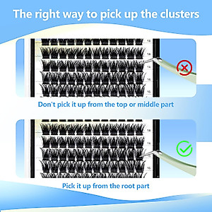 Hannahool 120pcs D Curl Individual Wide Stem Cluster DIY Eye Lashes Extensions Mixed 10-12-14-16mm/14-16-18mm/12-14-16mm Makeup Dramatic Volume Lashes (mixed 10-12-14-16mm)