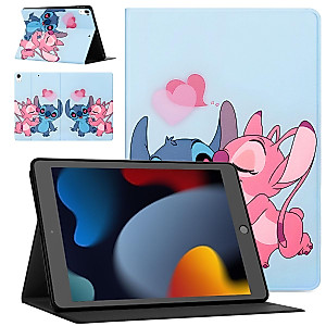 Cute Cartoon Blue Case for iPad 10th Generation 2022 Case 10.9", Kawaii Anime Character Kiss Heart Printed Leather Stand Folio Cover for Women Girls Kids, Soft TPU Protective for iPad10 A2696 A2757