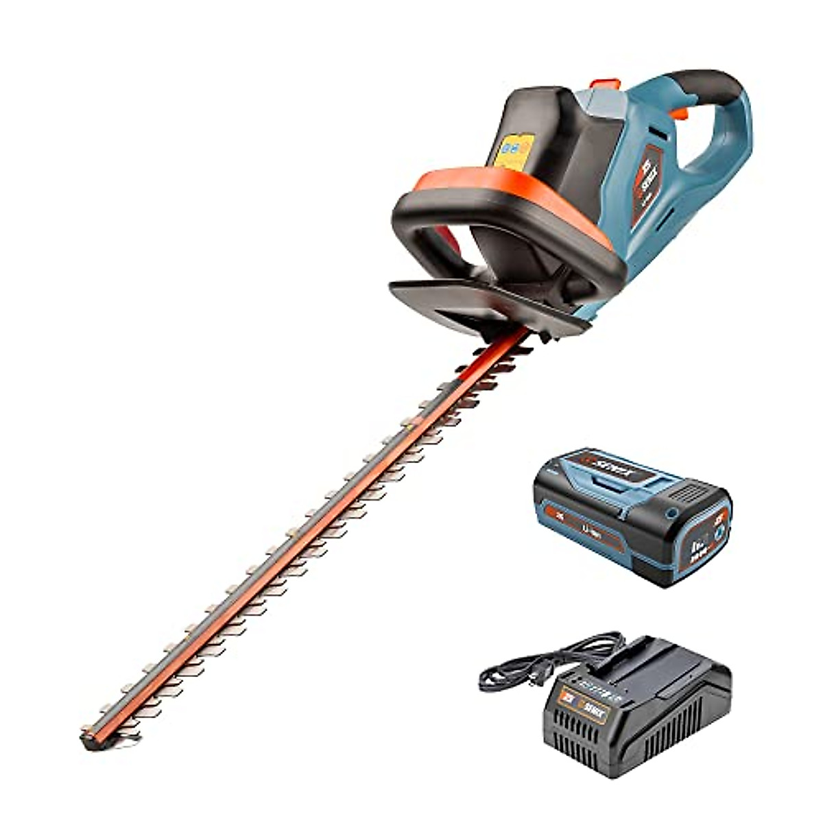 SENIX X5 58 Volt Max* Battery Powered 22-Inch Cordless Hedge Trimmer with Brushless Motor, Double-Sided Dual Action Blades, 2/3-Inch Cutting Capacity, 2.5 Ah Battery & Charger Included (HTX5-M)