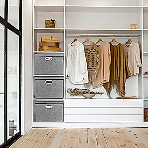 Lukeline 17x13 Foldable Large-Capacity Storage Bins with Lids and Metal Handle, Closet Organizers and Storage Bins for Living Room, Bedroom, Nursery, Closet, Dormitory or Office, 2-Pack