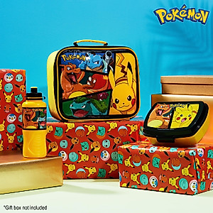 Pokemon Kids Insulated Lunch Bag, Lunch Box and Water Bottle, 3 Piece Set (Amarillo)