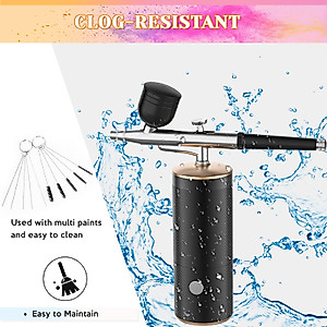 Uthlusty Cordless Airbrush Kit, Airbrush Kit with 0.3mm Tip, Handheld Rechargeable Air Brush with Compressor for Makeup, Nailart, Painting, Cake, Cookie, Model