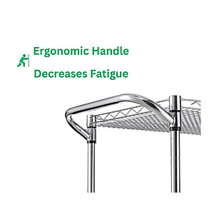 Heavy Duty 3 Tier Rolling Utility Cart Kitchen Cart on Wheels Metal Serving Cart Commercial Grade with Wire Shelving and Handle Bar for Kitchen Office Hardware