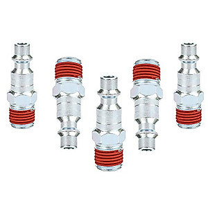 WYNNsky Industrial Air Plug Set, 1/4 Inch Body Size, 1/4 Inch NPT Male Threads Size, 5 Piecess Steel Air Compressor Accessories Fittings