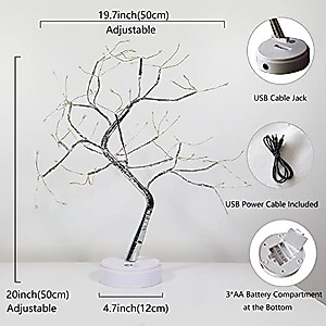 20" Desktop Bonsai Tree Light DIY Artificial Tree 108 Lighting for Indoor Wedding Gifts with Battery and USB Power