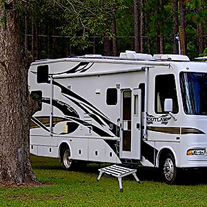 Homeon Wheels Safety RV Steps,Aluminum Folding Platform Step with Non-Slip Rubber Feet and Handle, More Stable Supports Up to 1000 lbs