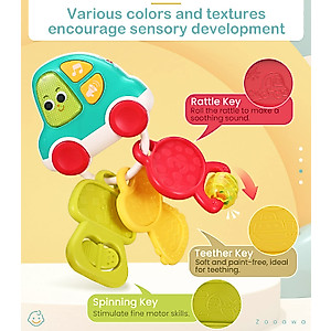 Zooawa Baby Toy Musical Car Key with Light and Sound, 9-12 Months for 1 2 3 4+ Year Old Boys Girls Gifts, Christmas Early Educational Learning Play Toy Smart Remote Key Toy for Kids Toddler Infants