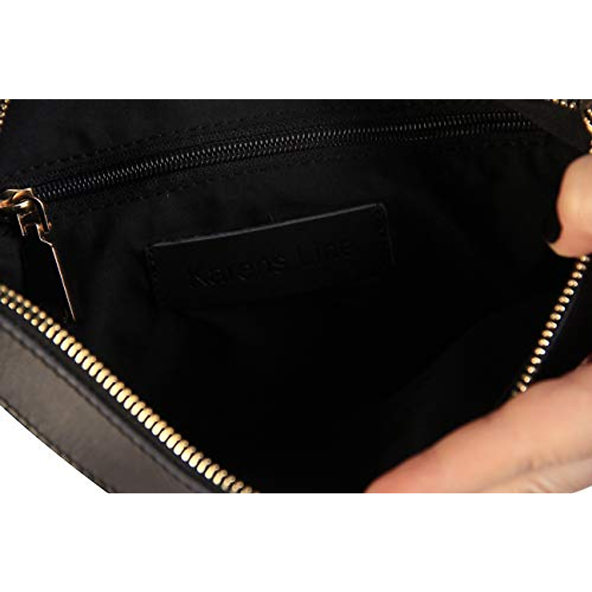 KarensLine Handmade Evil Eye Embroidered Black Velvet Clutch Bag Sunny Beach Summer Style, Medium