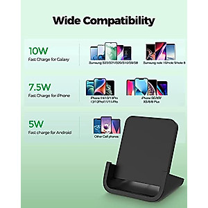 Wireless Charger YUWISS Wireless Charging Stand Cordless Charger 10/7.5/5W Compatible with iPhone 14 13 12/12 /11Pro Max/XR/XS Max/XS/X/8/8Plus Galaxy S22/S21/S9/S9+/S8/S8+ Note