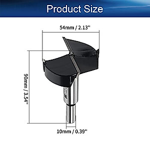 Auniwaig Forstner Drill Bits, 54mm Dia Wood Hole Saw, Auger Opener Cemented Carbide, 90mm Length Woodworking Hinge Hole Drilling Boring Bit Cutter, Straight Shank, Black, 1 Pcs