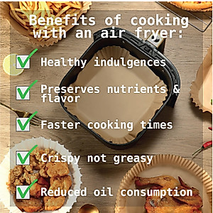 Generic Air Fryer Liners 100 PCS, Premium Parchment Paper for 5-7 Qt Air Fryer Baskets, Oven Safe up to 450°F, Greaseproof & Non-Stick, Easy Cleanup, Multi-Use, unbleached