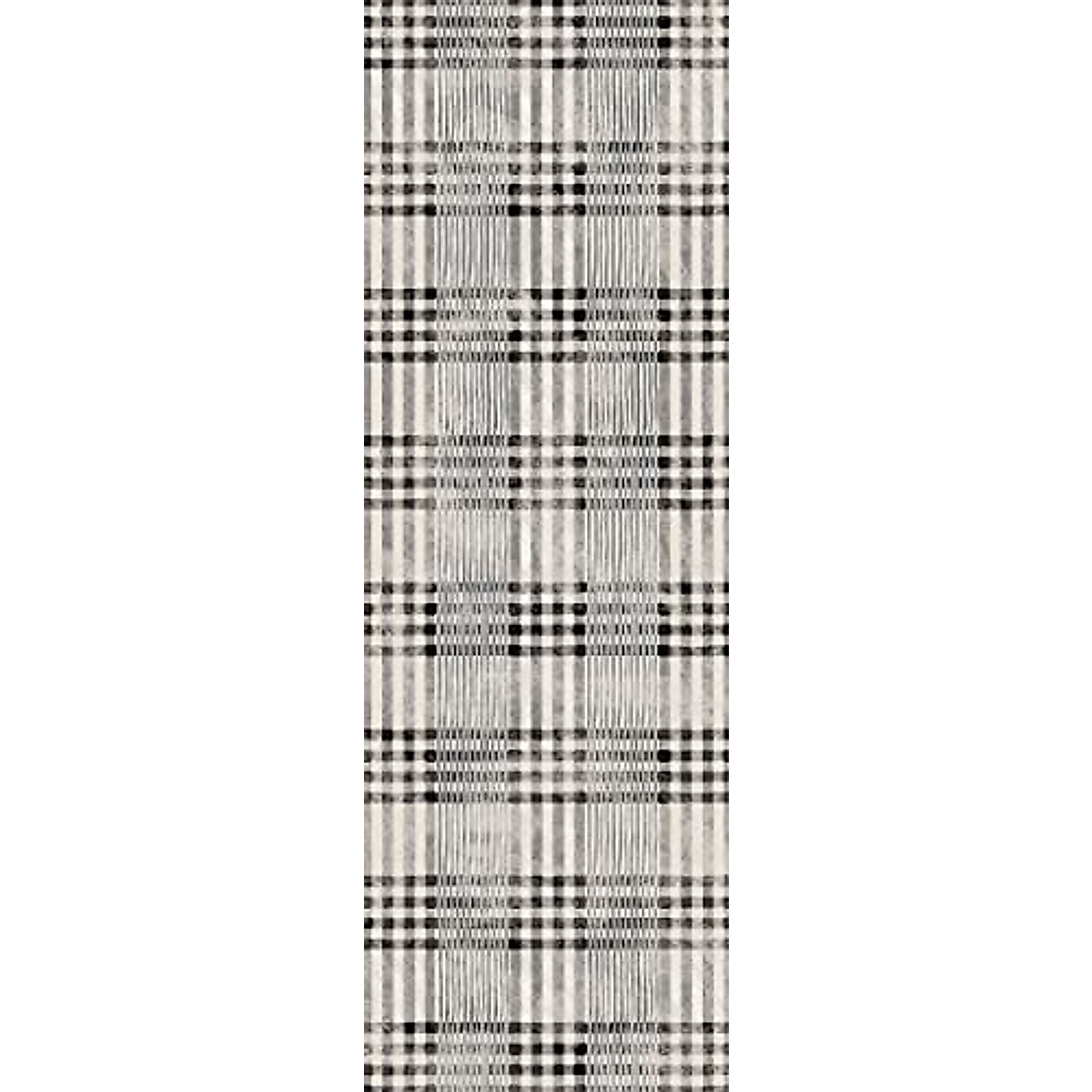 Studio M Floor Flair Farmhouse Plaid Country Neutral - 2 x 6 Ft Decorative Vinyl Rug - Non-Slip, Waterproof Floor Mat - Easy to Clean, Ultra Low Profile - Printed in The USA