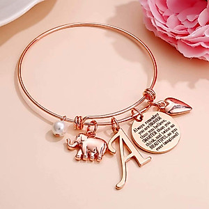 M MOOHAM Elephant Gifts for Women, Letter A Initial Elephant Bracelets for Women Elephant Jewelry, You are Braver than You Believe Inspirational Bracelet Thinking of You Gifts for Women Birthday