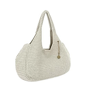 The Sak Rylan Medium Satchel in Hand-Crochet, Single Shoulder Strap, Natural