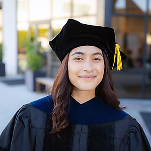 Endea Graduation Deluxe Doctoral Tam with Six Sides and Gold Bullion Academic Regalia Unisex