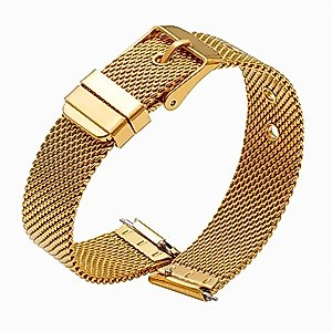 milanese Quick Release Watch Band Stainless Steel Mesh Watch Strap Watchband Replacement Bracelet Pin Buckle Design for Smart Watches 10 12 14 16 18 20 22mm ( Color : Gold , Size : 10MM )