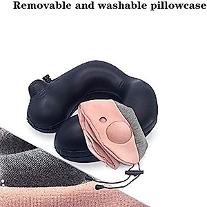 PATINS Inflatable Travel Pillow Neck Cushion for Airplane or Car Travel,Washable Pillowcase U Shaped Office Napping Pillow with Earplugs and Eye Mask for Airplanes Cars Buses Trains Office