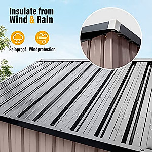 LAUSAINT HOME 5x3FT Outdoor Storage Shed, Small Waterproof Metal Storage Tool Bike Sheds with Lockable Door for Backyard, Garden, Patio and Lawn, Brown