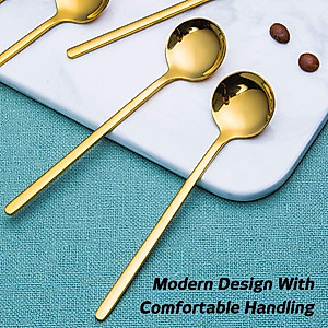12 Pack Espresso Spoons, 5.3 Inch Mini Coffee Spoons, Gold Plated Stainless Steel Teaspoons for Dessert Sugar Cake Ice Cream Cappuccino