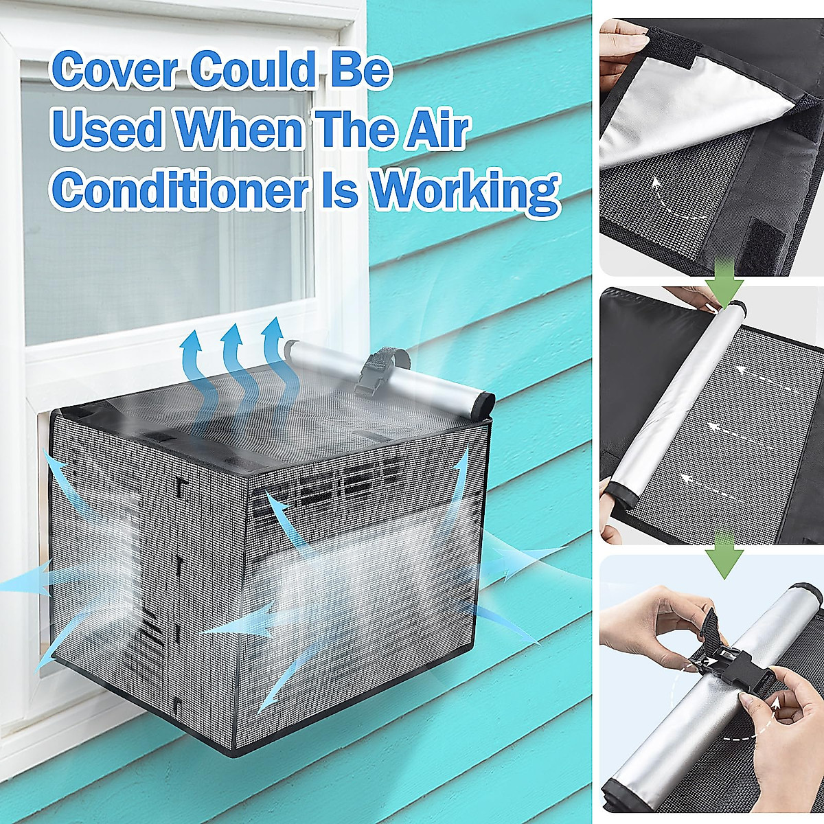 Window Air Conditioner Cover for Outside 25.5"Wx20.5"Dx18"H, Waterproof Outside Window Ac Cover, Ventilated Mesh Window Ac Unit Cover to Protect Against Cotttonwood Fluff, Leaves, Debris, Pine Needles