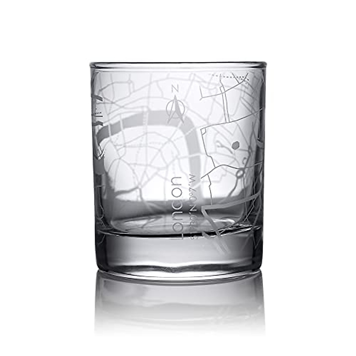London City Map Whiskey Glass, Unique Gift, 10.5 oz