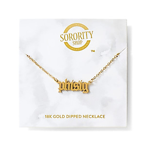 Sorority Shop Phi Sigma Sigma Necklace — PSS Old English Font Design, 18K Gold Plated, Phi Sigma Sigma Gifts for Women