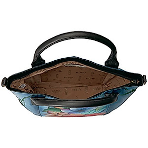 Anna by Anuschka Women's Zip-top Organizer With Outside Side Pockets Shoulder Handbag, Midnight Floral, One Size US