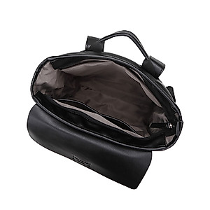 Kah&Kee Feaux Leather Backpack Purse for Women Casual Travel Daypack with Laptop Compartment 13 Inch (Black)