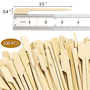 200 Pcs 3.5 inch Bamboo Wooden Paddle Picks Skewers Toothpicks for Cocktail, Appetizers, Fruit, Sandwich, Barbeque Snacks (3.5'')