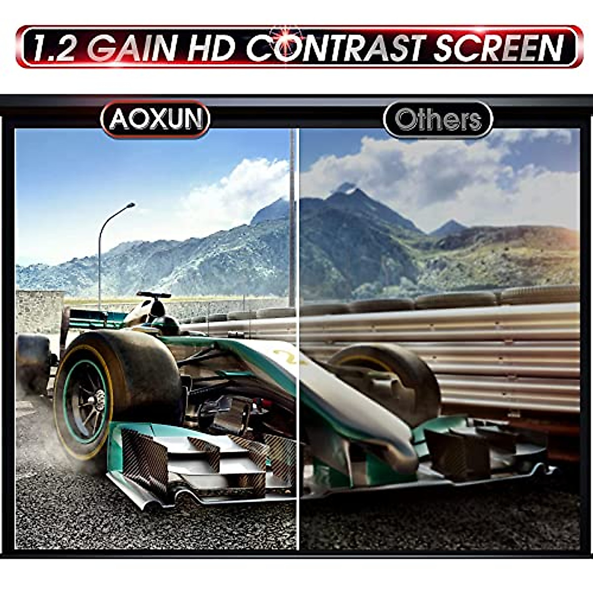 Aoxun 120" Motorized Projector Screen - Indoor and Outdoor Movies Screen 120 inch Electric 4:3 Projector Screen W/Remote Control