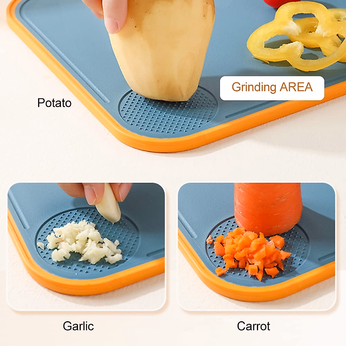 Bonjin Cutting Board for Kitchen(Set of 3), Wheat straw PP material Chopping Boards-BPA Free Mats, Dishwasher Safe, Juice Grooves Non-Slip Design