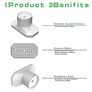 ICERO - Baby Gate Extender Wall Protector - Pressure Mounted Gates Extension Kit Extends 1.1-3.5 inches Child Safety Gates and Protect Walls & Doorways from Pet & Dog Gates - Work on Stairs,White
