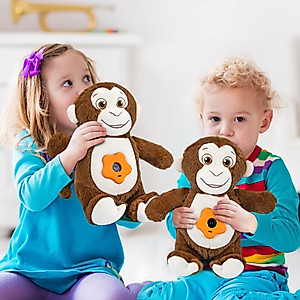 DIILSWX Monkey Stuffed Animals with Dynamic Star Projection Lamp: Rechargeable Night Light for Kids Bedroom, Soft & Huggable Plush Toy, Cute Bedtime Buddy for Toddler, Boys, Girls (Galaxy) - 10.5''