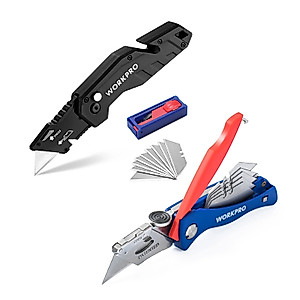 WORKPRO Folding Utility Knife & WORKPRO Folding Utility Knife, 15 Extra Blades Included
