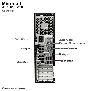 HP Elite Desktop PC, Intel Core i5 3.1 GHz, 8 GB RAM, 500 GB HDD, Keyboard/Mouse, WiFi, 17in LCD Monitor (Brands Vary), DVD-ROM, Windows 10, (Upgrades Available) (Renewed)