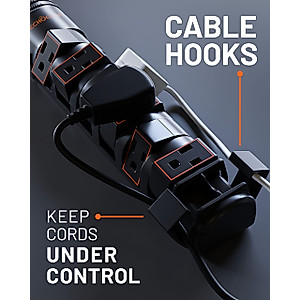 ECHOGEAR VoltSpin Surge Protector Power Strip with Rotating Outlets, Flat Plug, Long Cord, & Mounting Holes - Power Strip with Heavy Duty Surge Supression Plus Built-in Cable Management