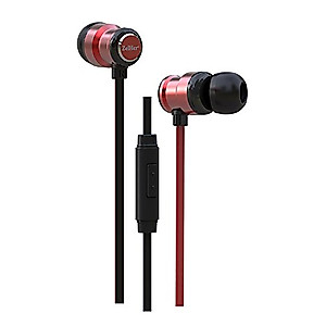 Zelher MX-10 in-Ear Headphones with Mic Earbuds with in-Line Control and 10mm Dual Drivers for Superior Sound Quality - Stylish, Tangle-Free Cables (Red)